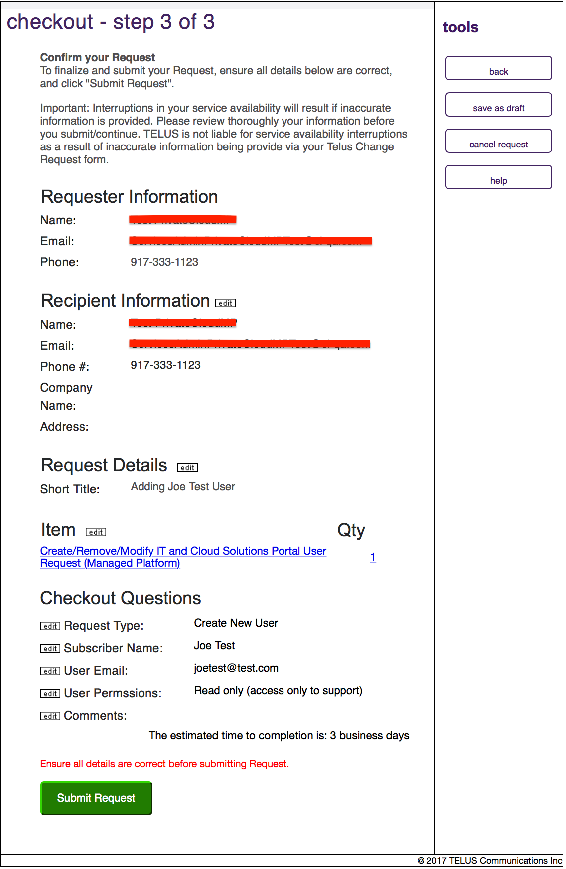 Adding a new user to the TELUS IT and Cloud Solutions Portal